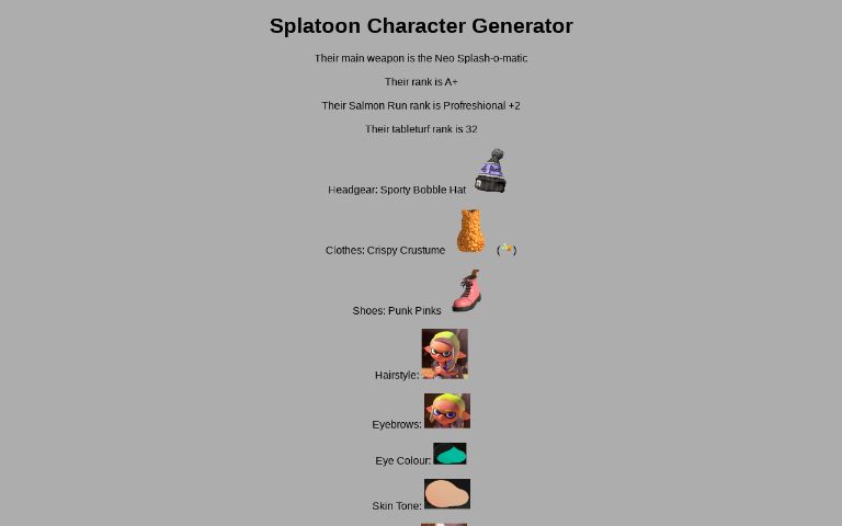 Splatoon Character Generator