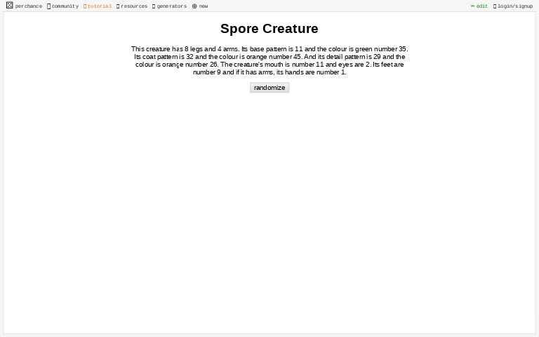 Spore Creature ― Perchance Generator