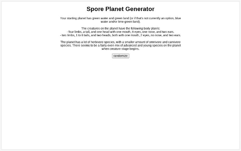 Spore Planet Generator