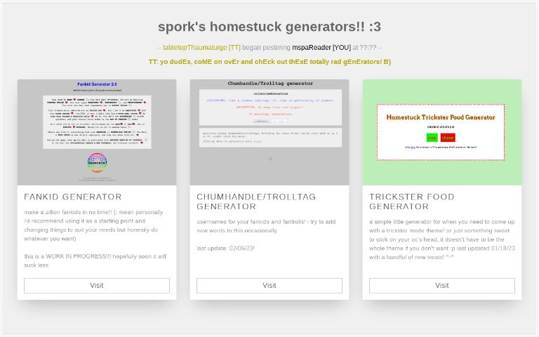 spork's homestuck generators!! :3
