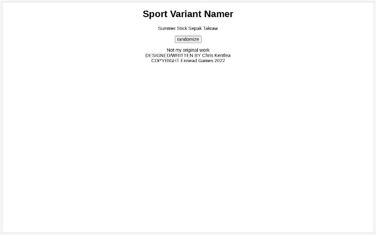 Sport Variant Namer ― Perchance Generator