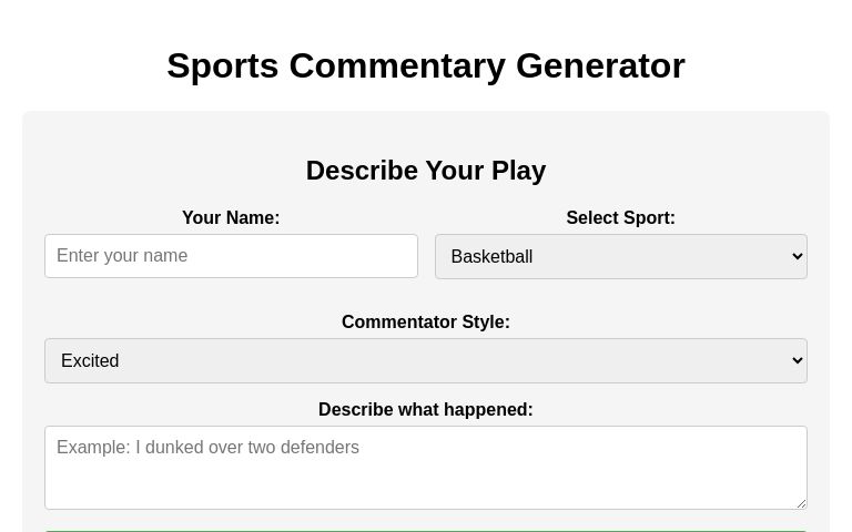 Sports Commentary Generator