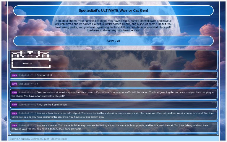 Spottedtail's ULTIMATE Warrior Cat Gen!