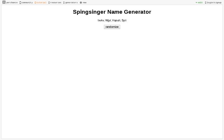 Spingsinger Name Generator