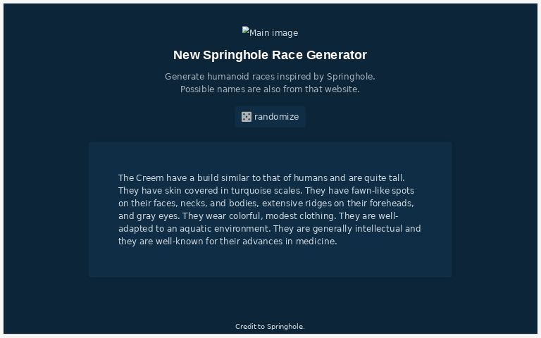 New Springhole Race Generator