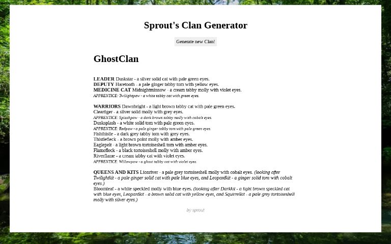 Sprouts Clan Generator