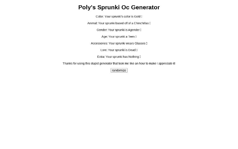 Poly's Sprunki Oc Generator