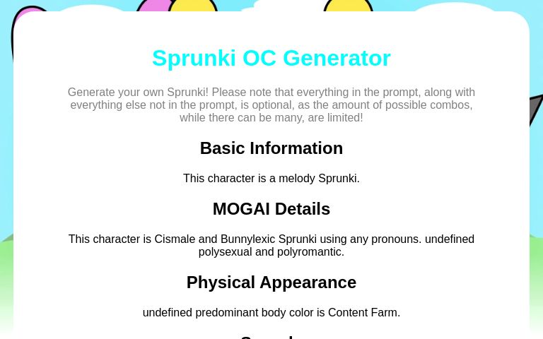 Sprunki OC Generator
