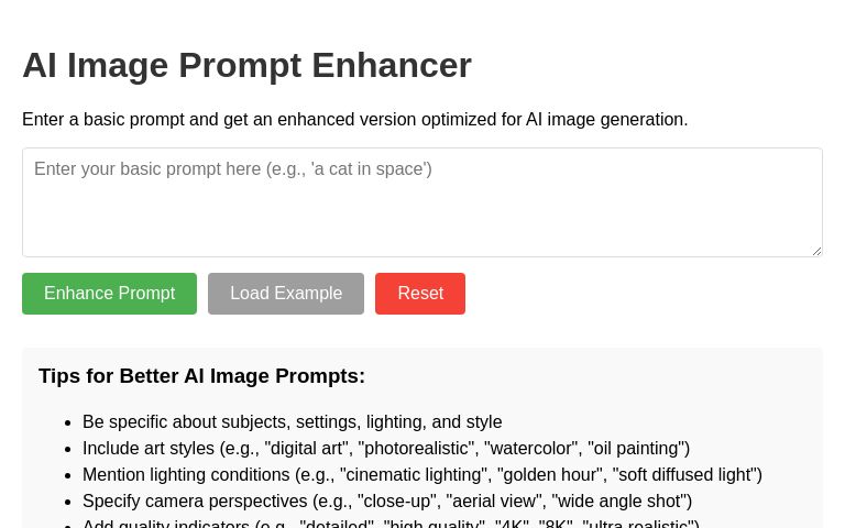 AI Image Prompt Enhancer ― Perchance Generator
