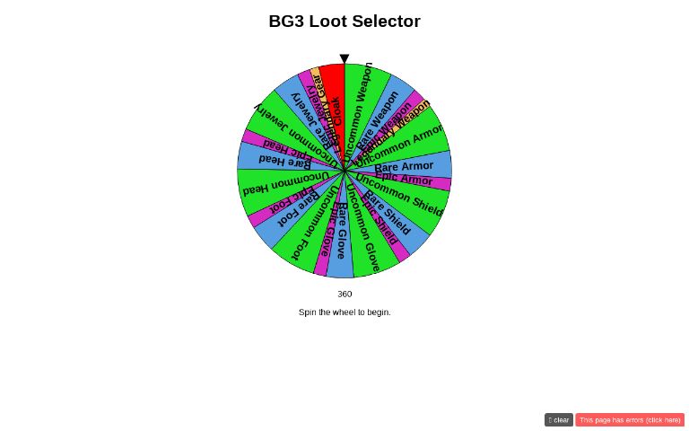 BG3 Loot Selector ― Perchance Generator