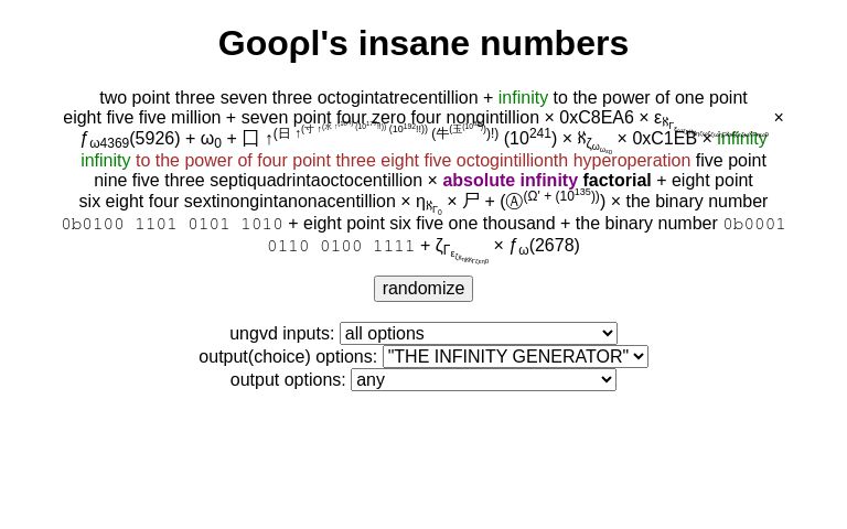 Gooρl's insane numbers ― Perchance Generator