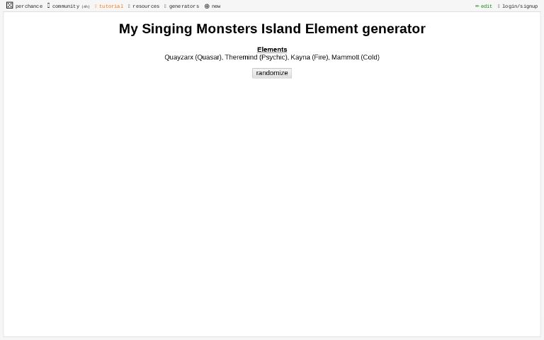 My Singing Monsters Island Element generator