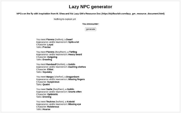 Lazy NPC generator