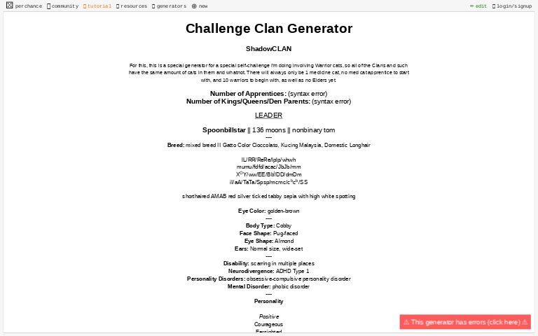 Challenge Clan Generator