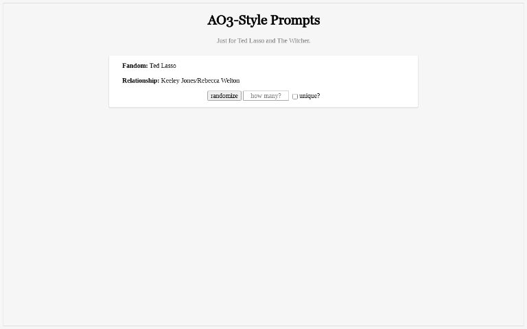 AO3-Style Prompts ― Perchance Generator