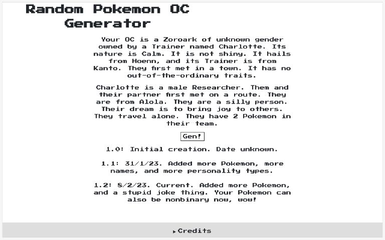 Random Pokemon OC Generator