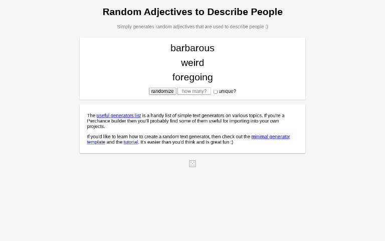 Random Adjectives to Describe People ― Perchance Generator