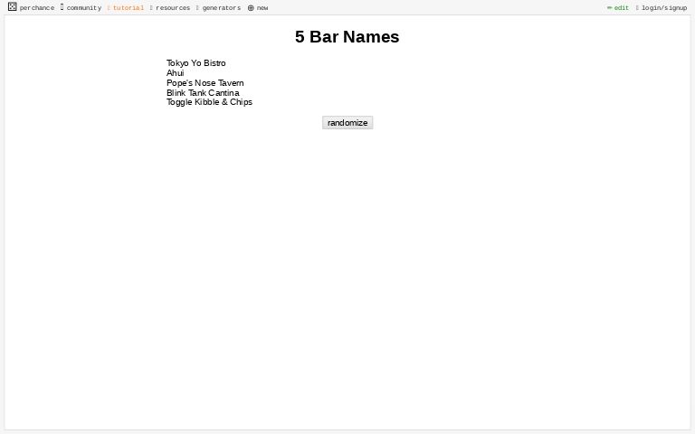 5 Bar Names ― Perchance Generator