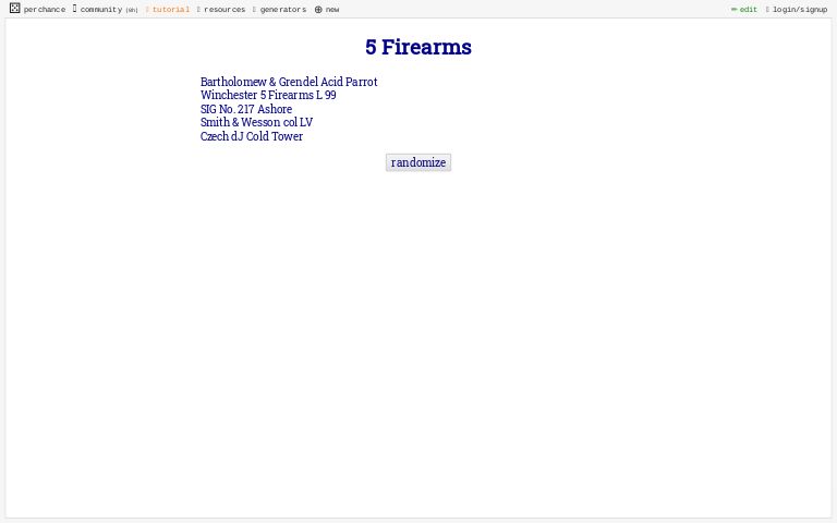 5 Firearms ― Perchance Generator