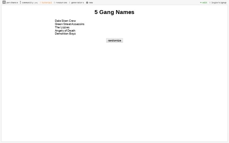 5 Gang Names ― Perchance Generator