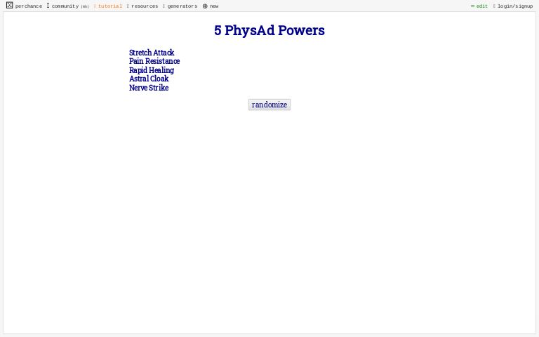 5 PhysAd Powers ― Perchance Generator