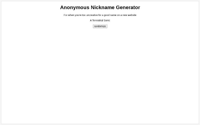 Anonymous Nickname Generator