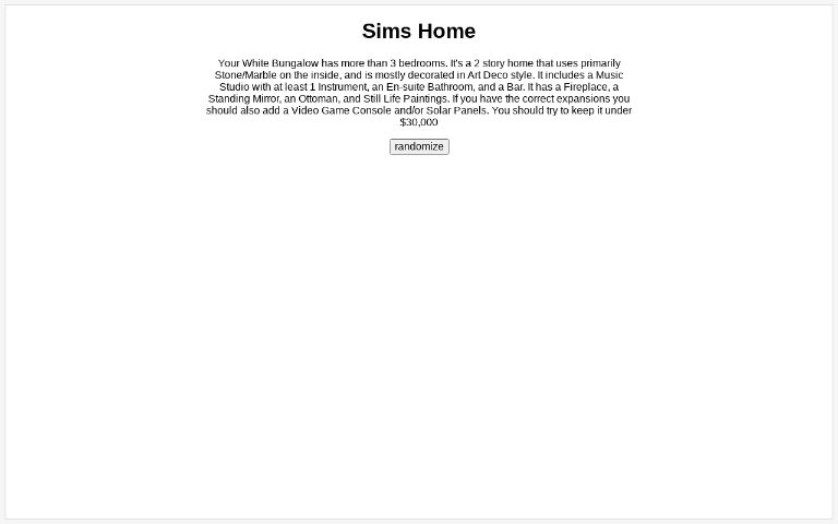 Sims Home ― Perchance Generator
