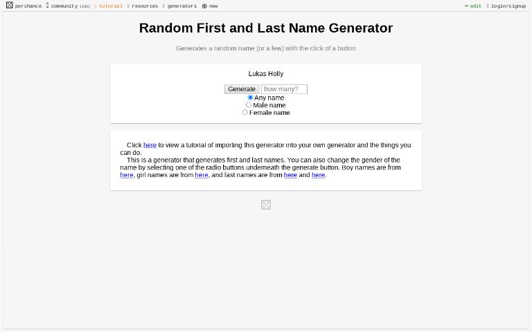First and Last Name ― Perchance Generator
