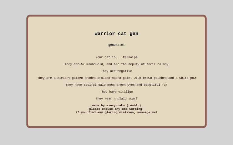 warrior cat gen