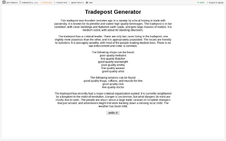 Tradepost Generator
