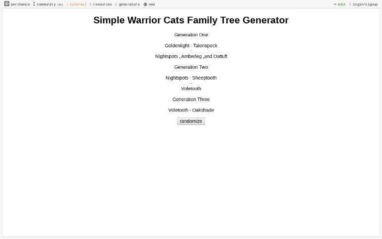 Simple Warrior Cats Family Tree Generator
