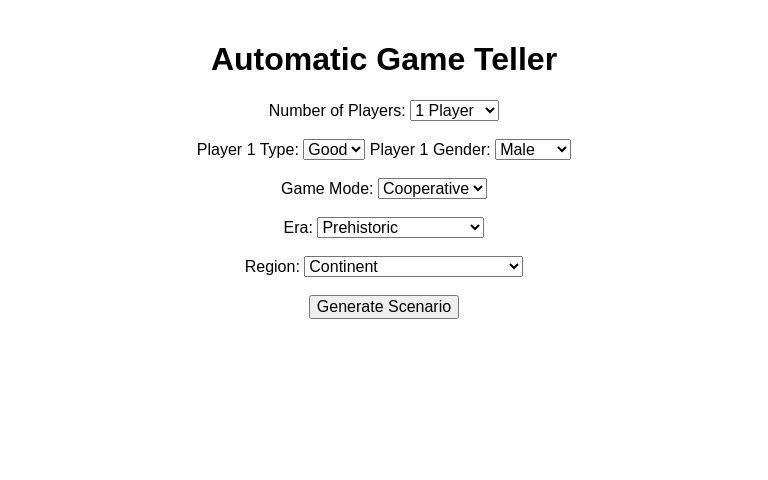 Automatic Game Teller ― Perchance Generator