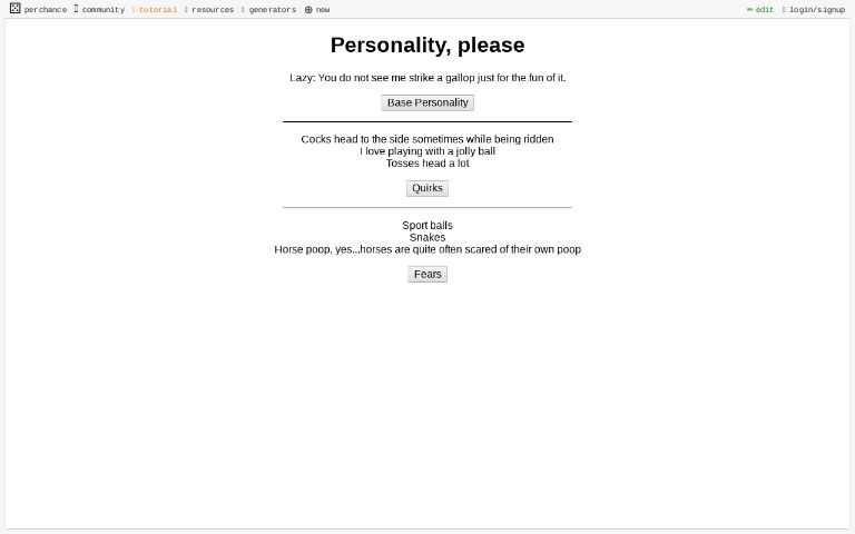 Personality, please ― Perchance Generator