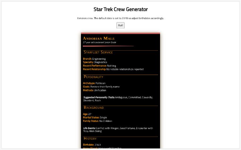 Star Trek Crew Generator