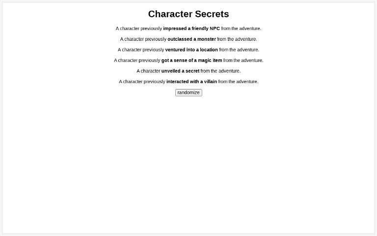 Character Secrets ― Perchance Generator