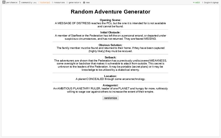Random Adventure Generator