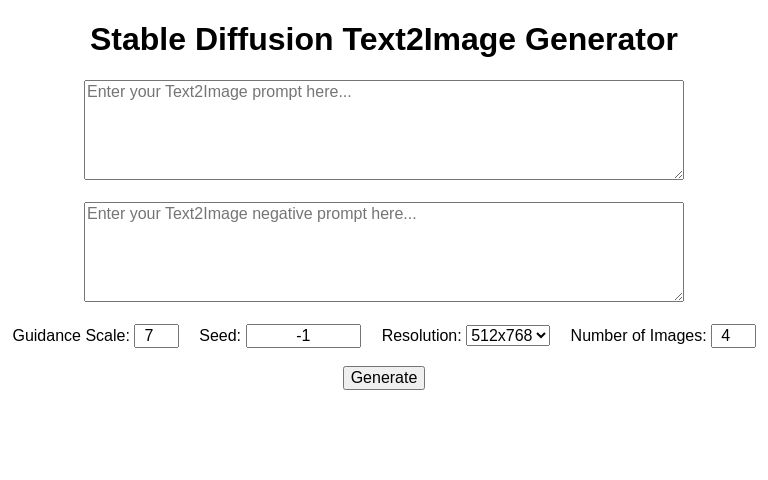 Stable Diffusion Text2Image Generator