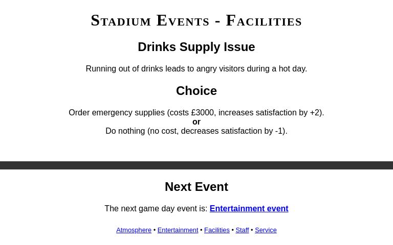 Stadium Events - Facilities ― Perchance Generator