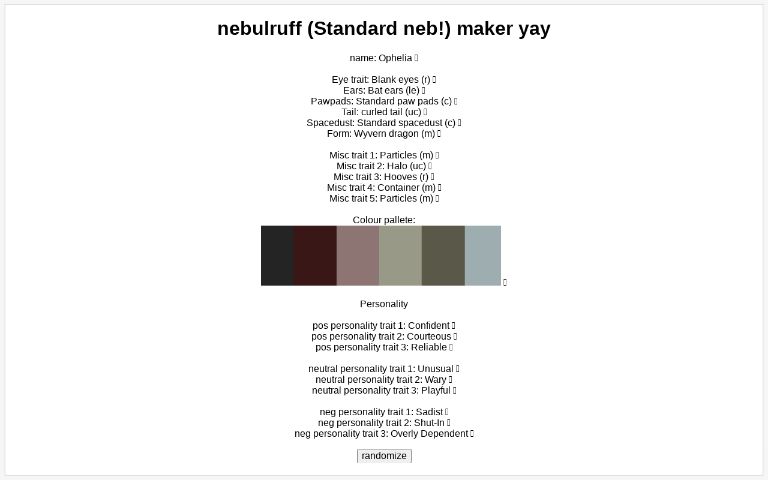 nebulruff (Standard neb!) maker yay ― Perchance Generator