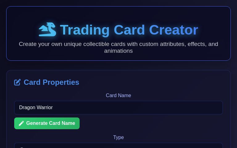 Trading Card Creator ― Perchance Generator