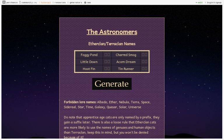 The Astronomers ― Perchance Generator
