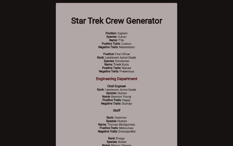 Star Trek Crew Generator