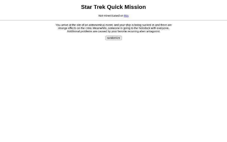 Star Trek Quick Mission ― Perchance Generator