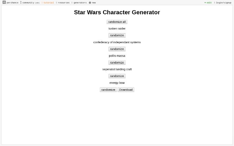 Star Wars Character Generator