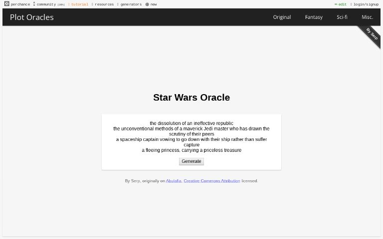 Star Wars Oracle ― Perchance Generator