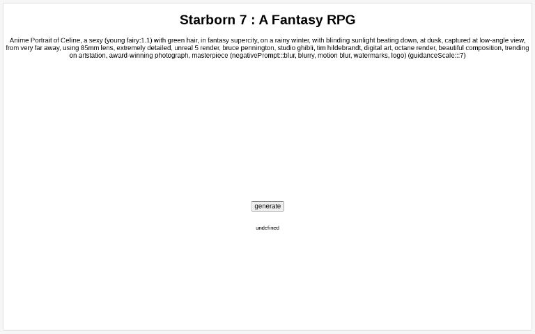 Starborn 7 : A Fantasy RPG ― Perchance Generator