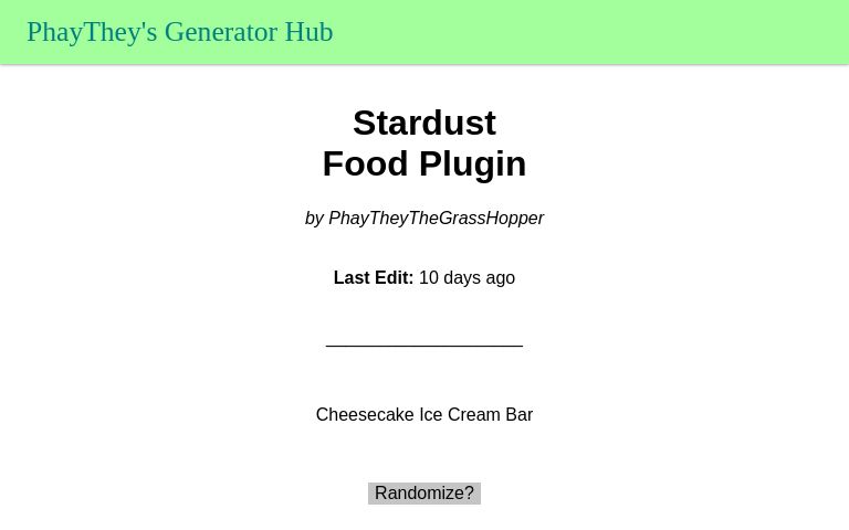 Stardust Food Plugin
