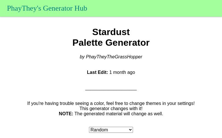 Stardust Palette Generator