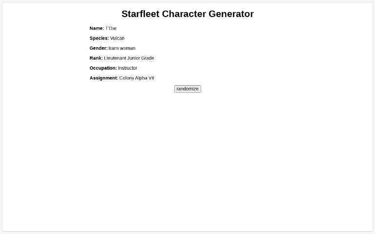 Starfleet Character Generator
