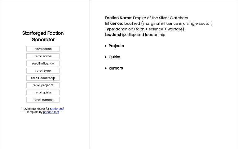 Starforged Faction Generator